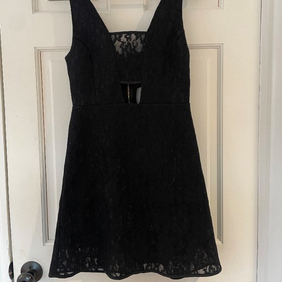 Express | Dresses | Express Black Lace Mini Dress With Cutout | Poshmark